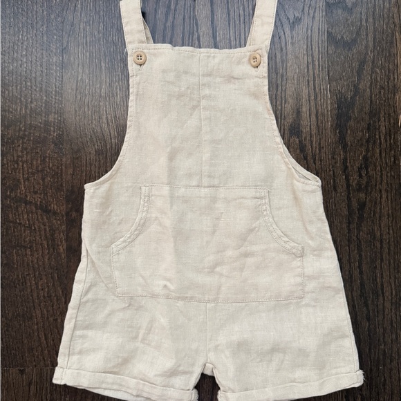 Zara | Bottoms | Zara Kids Beige Linen Overalls | Poshmark
